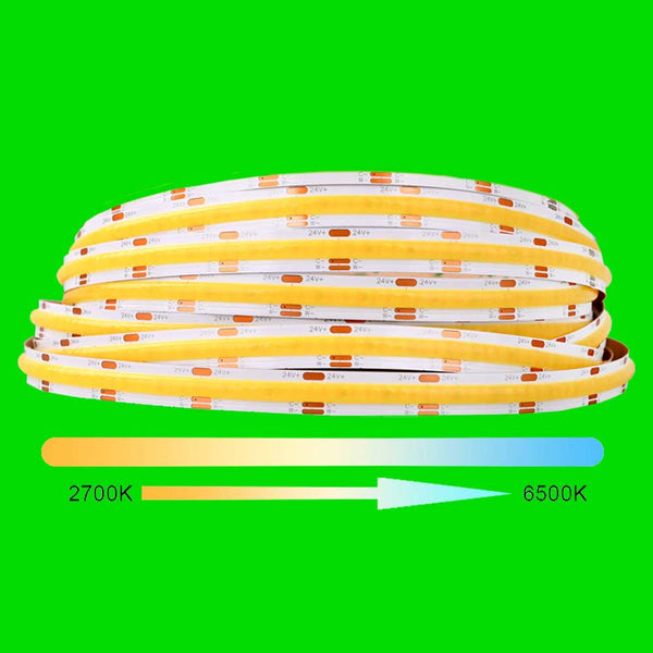 £7.20 CCT COB 1-5m & 50m LED Strip - 608 LED's per m Eden illumination