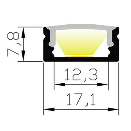 £19.50 Kitchen Lighting - Black Surface LED Profile with Ultra Bright LEDs